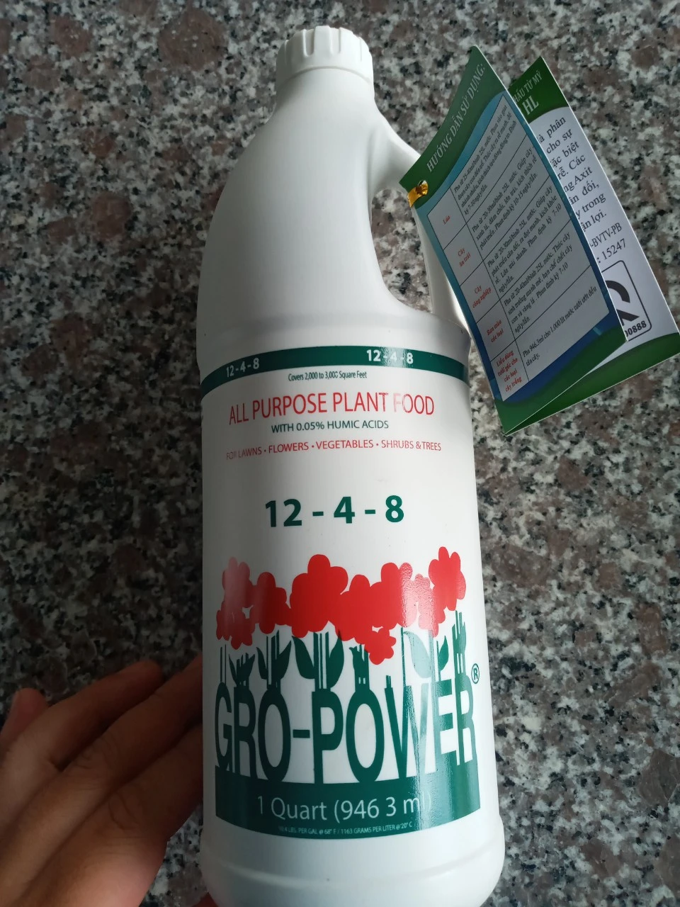 Phân bón NPK Gro Power 12-4-8 nhập khẩu Mỹ - 946ml